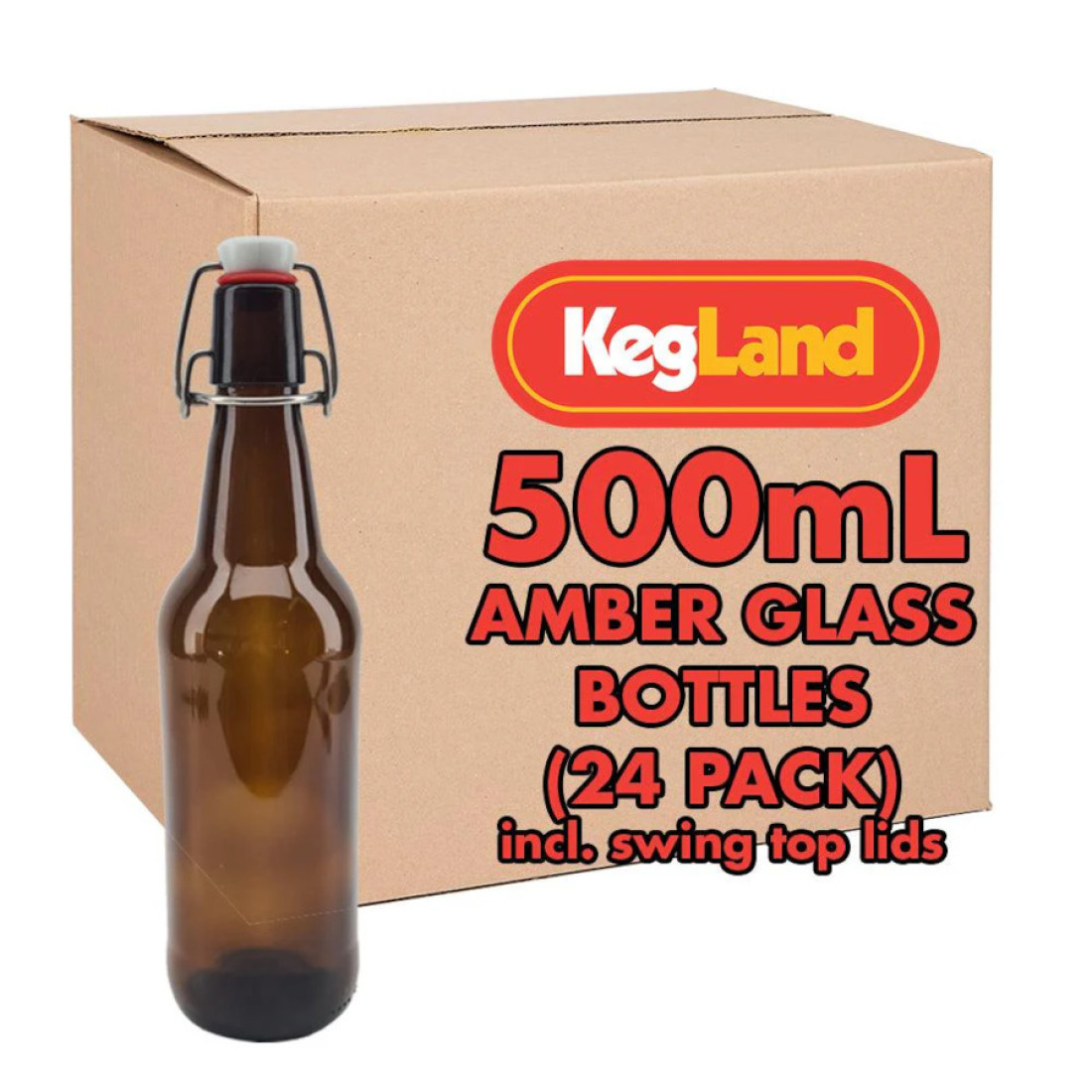 24 x 500ml Glass Swing Top Amber Bottles with PP Cap & Silicone Seal ...
