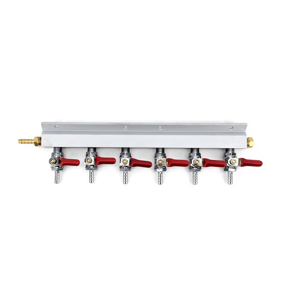 6 Output / 6 Way Manifold Gas Line Splitter with Check Valves (1/4 ...